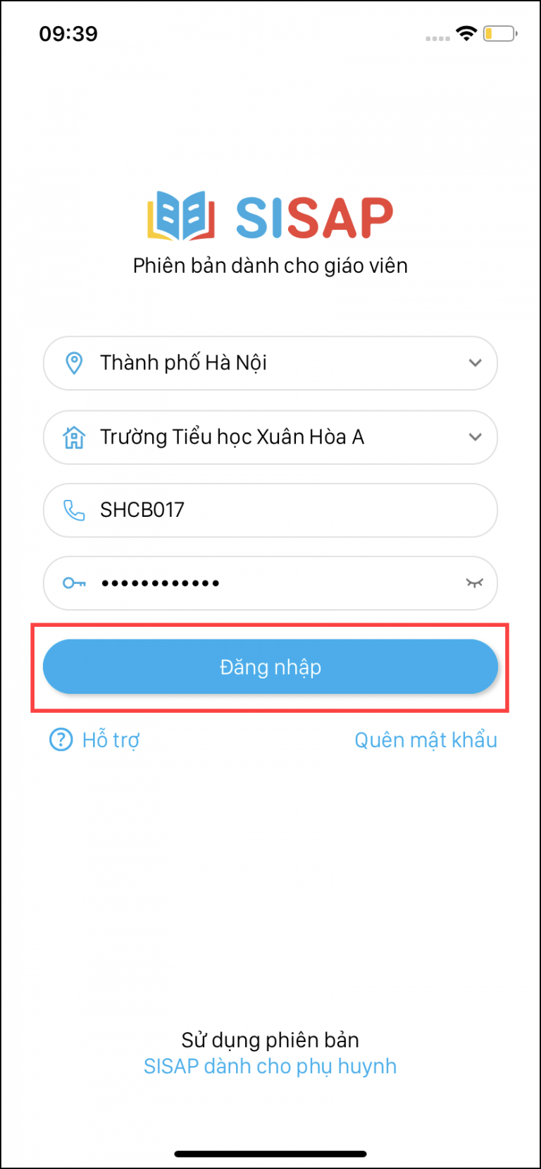 Giáo viên đăng nhập ứng dụng SISAP? - MISA EMIS